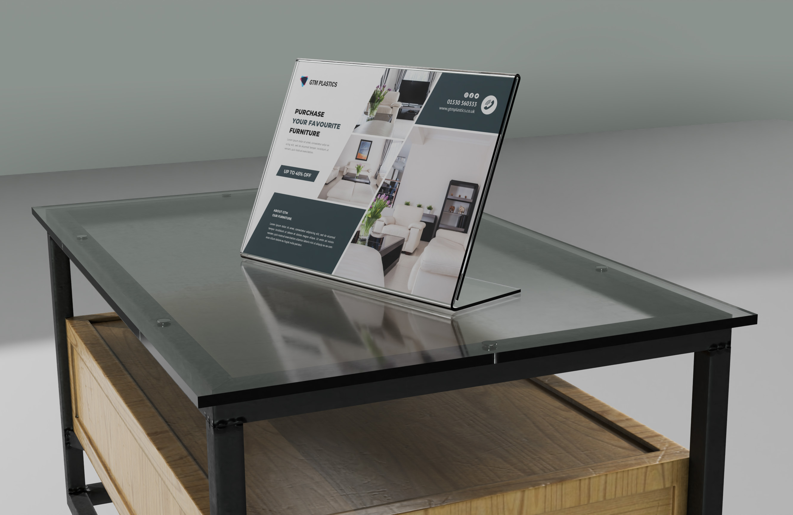 Sloping Acrylic Poster / Menu Holder - Paper & Card